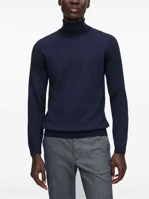 BOSS Roll Neck Knitted Sweater - Blue