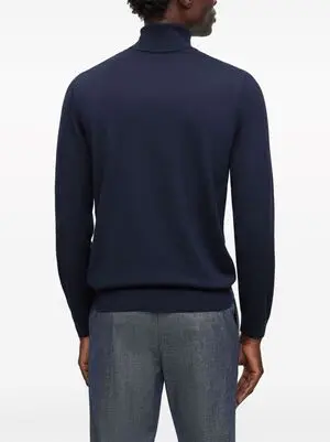BOSS Roll Neck Knitted Sweater - Blue