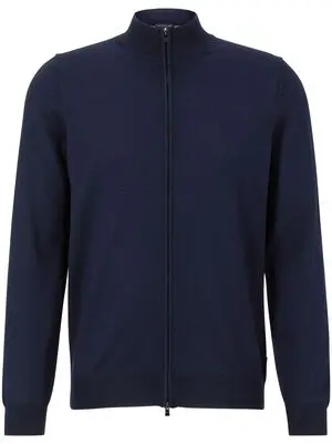 BOSS Zipped Knit Cardigan - Blue