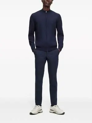 BOSS Zipped Knit Cardigan - Blue