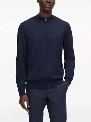 BOSS Zipped Knit Cardigan - Blue