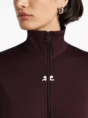 COURREGES High-neck Zip-up Sweatshirt - Brown