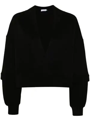 IOANA CIOLACU V-neck Cotton-blend Sweatshirt - Black