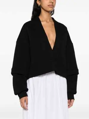 IOANA CIOLACU V-neck Cotton-blend Sweatshirt - Black