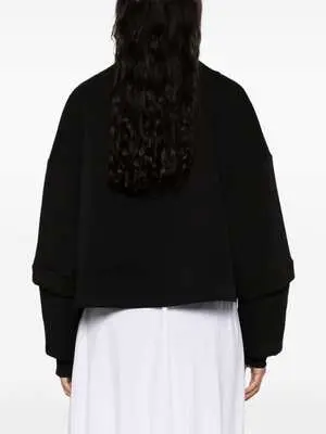 IOANA CIOLACU V-neck Cotton-blend Sweatshirt - Black