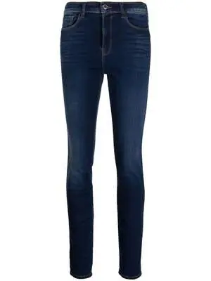 Emporio Armani Logo-embroidered Skinny Jeans - Blue