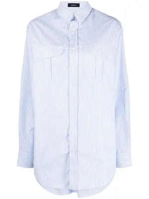 Wardrobe.NYC Striped Cotton Shirtdress - Blue
