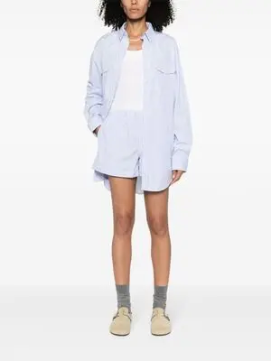 Wardrobe.NYC Striped Cotton Shirtdress - Blue