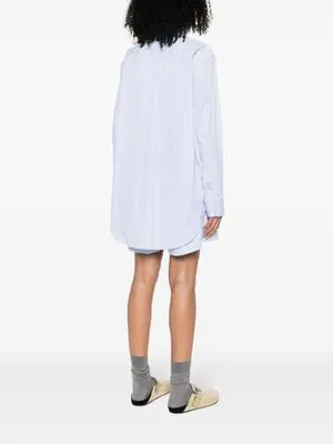 Wardrobe.NYC Striped Cotton Shirtdress - Blue