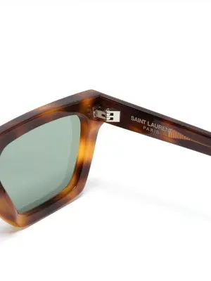 Saint Laurent Logo-engraved Cat-eye Sunglasses - Brown