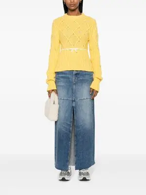 CORMIO Floral-embroidered Sweater - Yellow