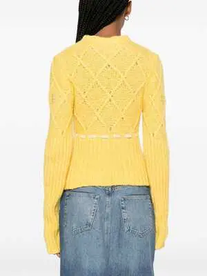 CORMIO Floral-embroidered Sweater - Yellow