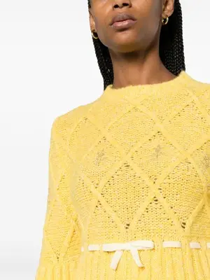 CORMIO Floral-embroidered Sweater - Yellow