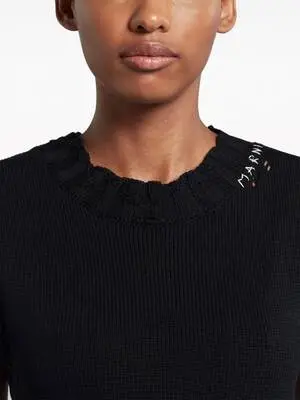 Marni Distressed-effect Knitted Cotton Dress