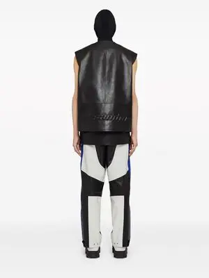 JIL SANDER Logo-embossed Zip-up Leather Gilet