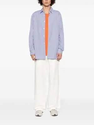 Play Comme Des Garcon X Invader Pixel-patch Striped Cotton Shirt