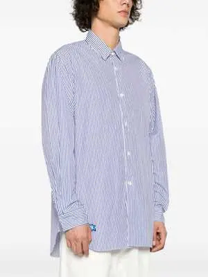 Play Comme Des Garcon X Invader Pixel-patch Striped Cotton Shirt