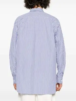 Play Comme Des Garcon X Invader Pixel-patch Striped Cotton Shirt