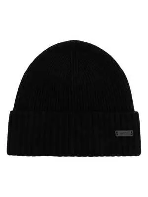 BOSS Logo-patch Virgin Wool Beanie - Black