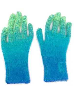 ERL Logo-intarsia Gradient Knitted Gloves - Blue