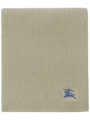 Burberry Ekd-embroidered Cashmere Scarf - Green