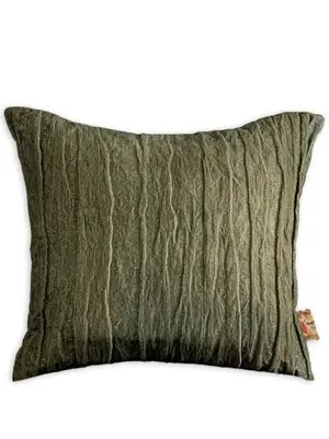 THE HOUSE OF LYRIA Paesaggio Crepe-texture Cotton Cushion - Green