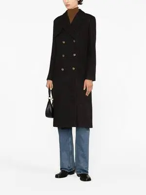 Sandro Double-breasted Wool Coat - Brown