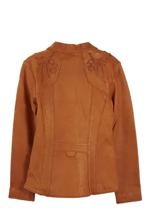 Vintage East-west Bayou Leather Jacket - Orange