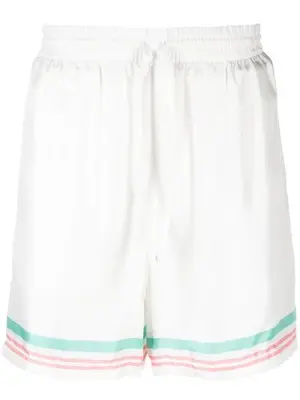Casablanca Tennis Club Silk Shorts - White