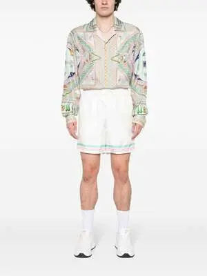 Casablanca Tennis Club Silk Shorts - White