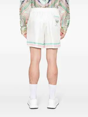 Casablanca Tennis Club Silk Shorts - White