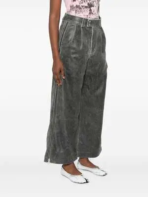 Vaquera Belted Suede Wide-leg Trousers