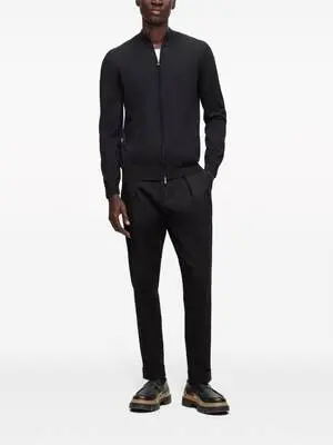 BOSS Zip-up Virgin-wool Cardigan - Black