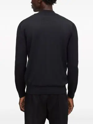 BOSS Zip-up Virgin-wool Cardigan - Black