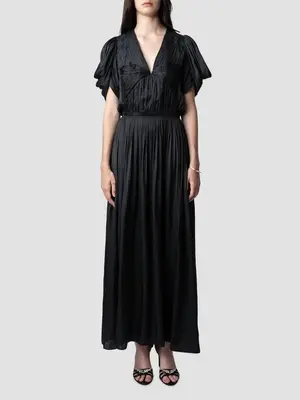 Zadig&Voltaire Reina Pleated Satin Gown - Noir