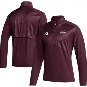 Adidas Mississippi State Bulldogs Sideline Aeroready Raglan Sleeve Quarter-zip Jacket - Maroon