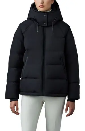 Mackage Edana Logo Jacquard Down Puffer Coat With Removable Hood