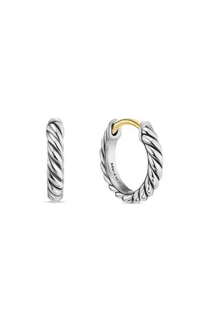 David Yurman Sculpted Cable Micro Huggie Hoop Earrings - Sterling Silver
