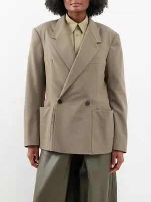 LEMAIRE Lemaire - Double-breasted Canvas Jacket - Womens - Beige Grey - 36 FR - Beige Grey