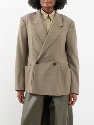 LEMAIRE Lemaire - Double-breasted Canvas Jacket - Womens - Beige Grey - 36 FR Beige