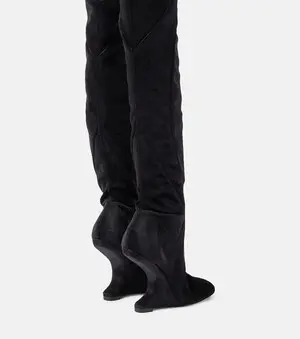 Rick Owens Cantilever Velvet Over-the-knee Boots