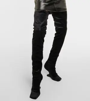 Rick Owens Cantilever Velvet Over-the-knee Boots
