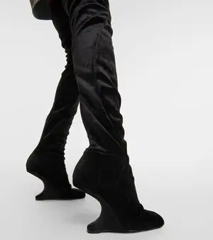 Rick Owens Cantilever Velvet Over-the-knee Boots