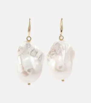 Mateo 14kt Drop Earrings With Baroque Pearls - Gold
