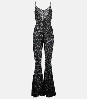 Oseree O-lover Floral Lace Jumpsuit - Black