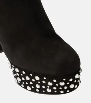 GIANVITO ROSSI Crystal Embellished Suede Platform Ankle Boots