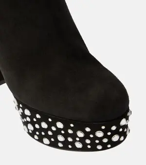GIANVITO ROSSI Crystal Embellished Suede Platform Ankle Boots