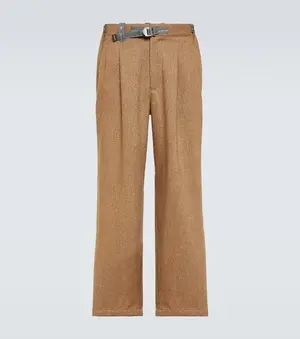 AND WANDER Re Wool Tweed Wide-leg Pants