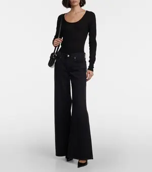 AGOLDE Clara Low-rise Wide-leg Jeans - Black