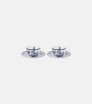 Gucci Herbarium Set Of 2 Teacups And Saucers - White